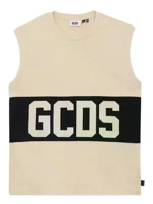 Gcds Logo Sleeveless T-shirt Neutrals