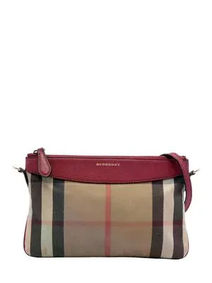 Burberry House Check Canvas Derby Peyton Crossbody Bag - Brown