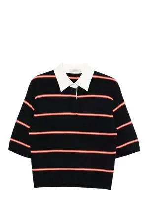 Dorothee Schumacher Striped Collared Polo Top - Blue