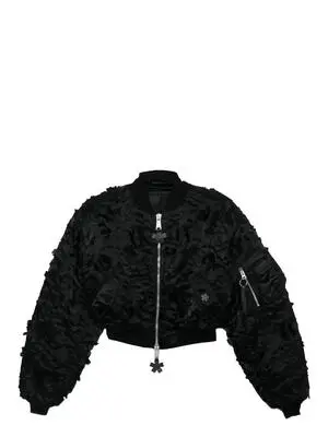 Alpha Industries X Cecile Bahnsen Flower Appliqué Zipped Bomber Jacket - Black