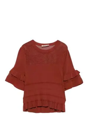 TWINSET Ruffled Knit Top - Brown