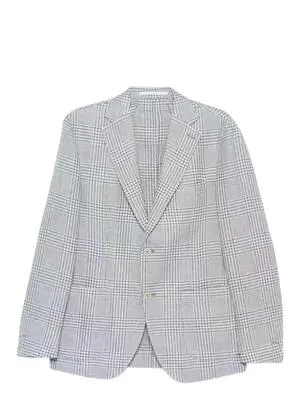 Eleventy Checked Single-breasted Blazer - Blue