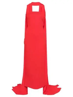 Solace London Martine Draped Midi Dress - Red