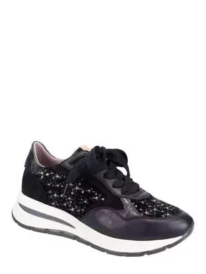 Ron White Zara Sequin-embellished Panelled Sneakers - Black