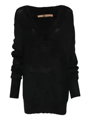 John Galliano 2000s V-neck Wool Sweater - Black