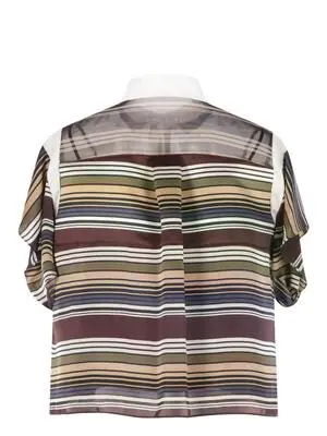 Sacai Sacai Striped Ruffled Shirt Brown