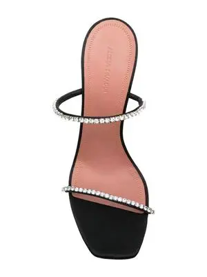Amina Muaddi Gilda Crystal Embellished Sandals - Black