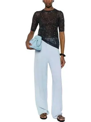 Fabiana Filippi Open-knit Embellished T-shirt - Blue