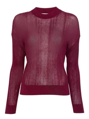 Eric Bompard Ribbed Knit Round Neck Jumper - Red