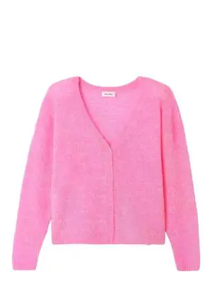 American Vintage Nuggy V-neck Long-sleeve Wool Cardigan - Pink
