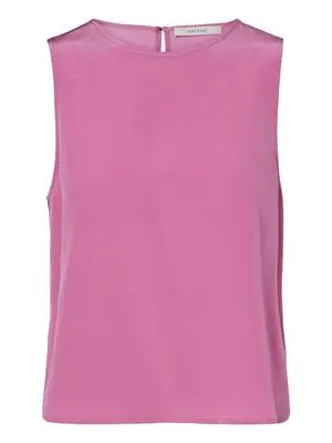 Asceno Sofia Silk Crepe Tank Top - Pink