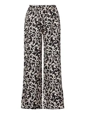 Asceno Loreto Printed Silk Twill Wide-leg Trousers - White