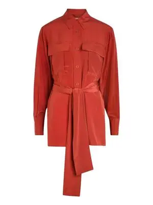 JOSEPH Crepe De Soie Shirt With Chest Flap Pockets - Red