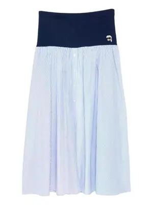 Karl Lagerfeld Ikon Striped Poplin Skirt - Blue