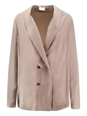 ALYSI Shawl-lapel Double-breasted Blazer - Neutrals