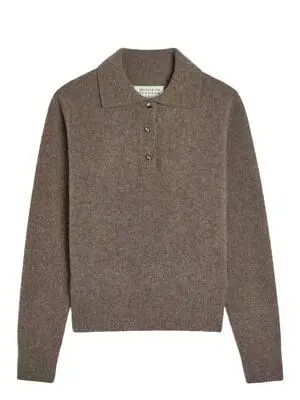 MAISON MARGIELA Button Detail Polo Top - Brown