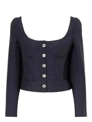 Alexander McQueen Cropped Pinstriped Wool And Mohair-blend Jacket - Blue