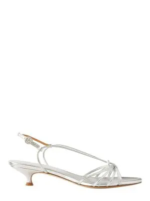 AeydĒ Amara Metallic Leather Slingback Sandals - Silver