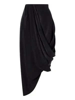 MAISON MARGIELA Maison Margiela Asymmetrical Gathered Satin Midi Skirt