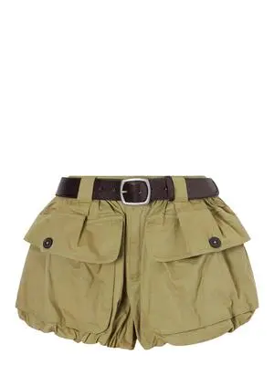 Sea Andrea Belted Cotton-twill Shorts Green
