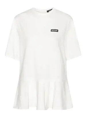 ROTATE BY BIRGER CHRISTENSEN Organic Cotton Peplum Hem T-shirt - White