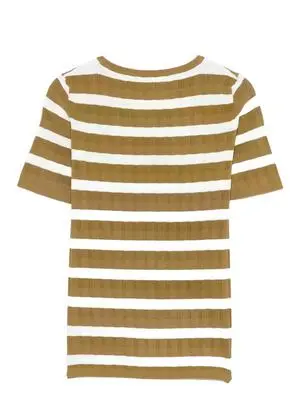 ROBERTO COLLINA Striped Ribbed T-shirt - Neutrals