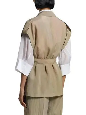 Peserico Belted Gilet - Green