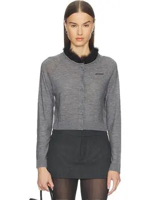 We11Done Feather Collar Cardigan - Grey