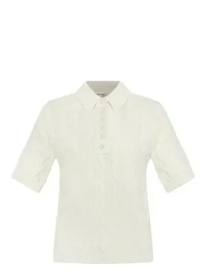 GESTUZ Thilla Cable Knit Polo Shirt - Neutrals