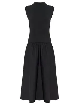 SAMSOE SAMSOE High-neck Gathered Midi Dress - Black