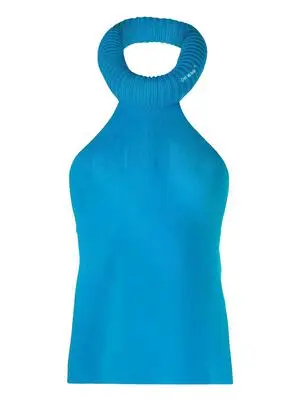 Off-White Ribbed Halterneck Tube Top - Blue