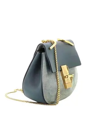 Chloé Chloé Drew Leather And Suede Mini Crossbody Bag Blue
