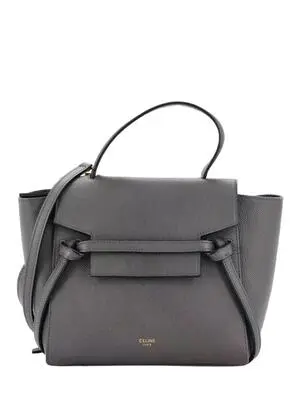 Celine Belt Bag Textured Leather Nano Shoulder Bag - Grey