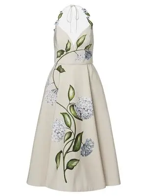 Oscar De La Renta Floral Faille Halterneck Dress - Multicoloured