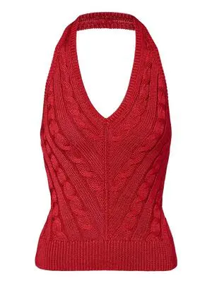 Ralph Lauren Halterneck Cable-knit Top - Red