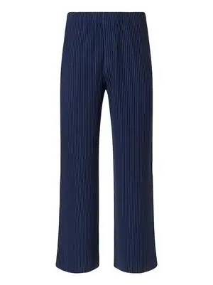 Issey Miyake Tailored Pleats Straight Leg Trousers - Blue