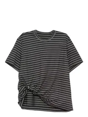 JNBY Striped T-shirt With Draped Asymmetric Hem - Grey