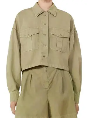 Max Mara Cotton Shirt With Chest Pockets - Green