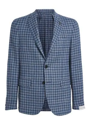 Pal Zileri Wool-linen Check Brera Blazer - Blue