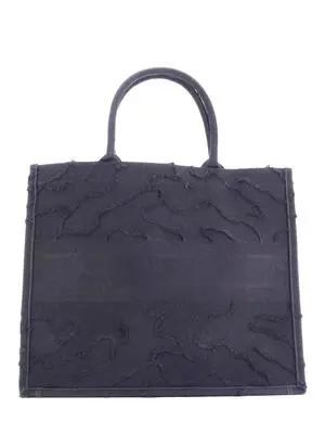 Dior Book Camouflage Embroidered Canvas Large Tote Bag - Black