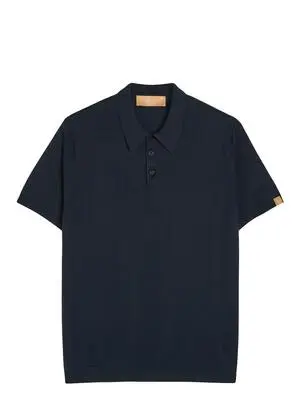 NOW YOU LIVE Pickwell Fine-knit Cotton Polo Shirt - Navy