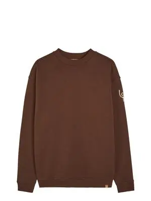 NOW YOU LIVE Embroidered Cotton Sweatshirt - Brown