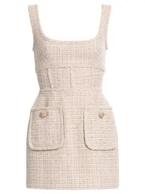 Elie Saab Sequined Tweed Mini Dress - Neutral