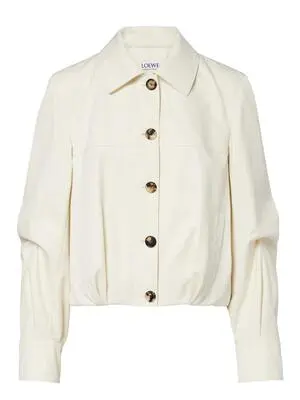 Loewe Cotton And Silk Blouson Jacket In Ivory - White