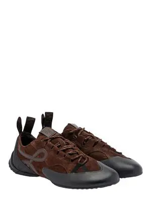Loewe Grip Anagram Suede Lace-up Sneakers - Brown