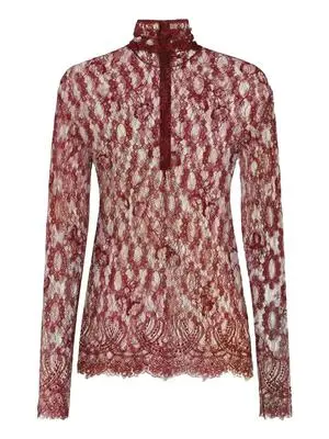 Dolce & Gabbana Dolce & Gabbana Chantilly Lace High Neck Top Red