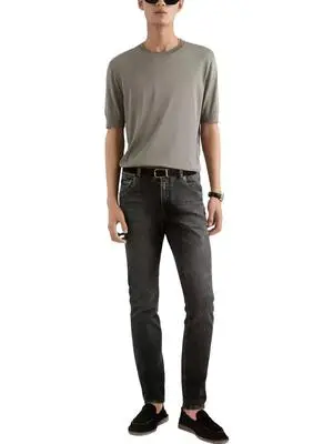Dolce & Gabbana Logo Plaque Slim Fit Jeans - Grey
