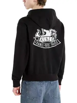 Kenzo Lunar New Year Zip-up Graphic Hoodie - Black