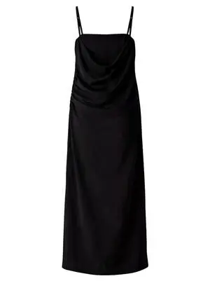 Carven Draped Silk Maxi Dress With Pearl Embellishment - Black