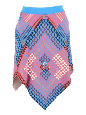 Rabanne Knitted Abstract Print Asymmetrical Midi Skirt - Pink